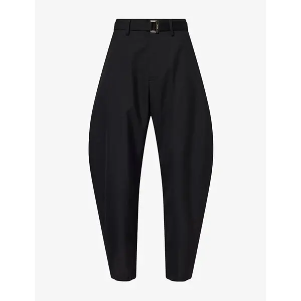 Sacai Barrel-leg Wool-blend Trousers