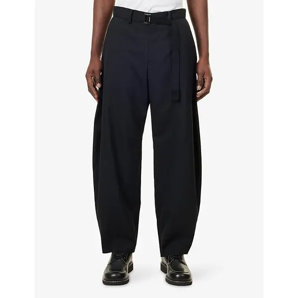 Sacai Barrel-leg Wool-blend Trousers
