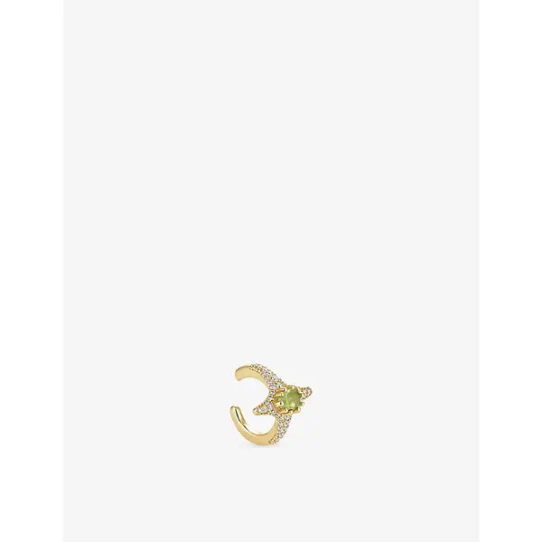 OFA Selene Peridot And Diamond Ear Cuff In 18ct Gold