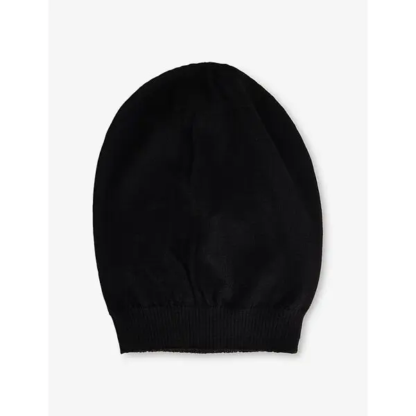 Rick Owens Domed Knitted Wool Beanie Hat - Black