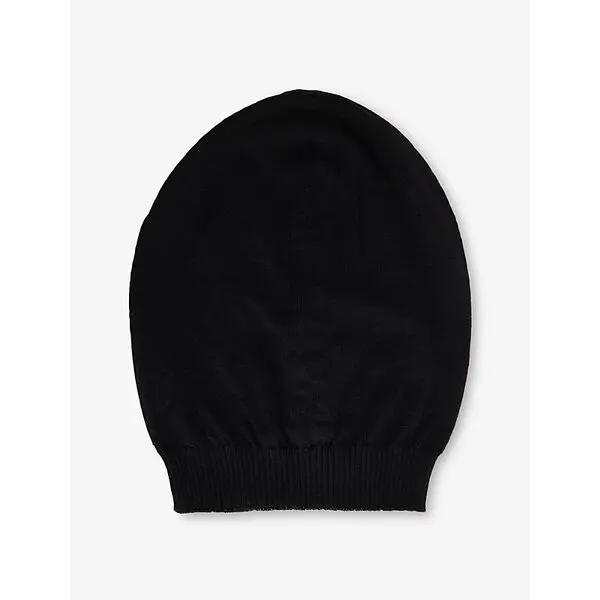 Rick Owens Domed Knitted Wool Beanie Hat - Black