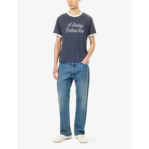 PALMES Slogan-embroidered Cotton-blend T-shirt