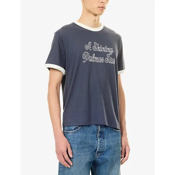 PALMES Slogan-embroidered Cotton-blend T-shirt