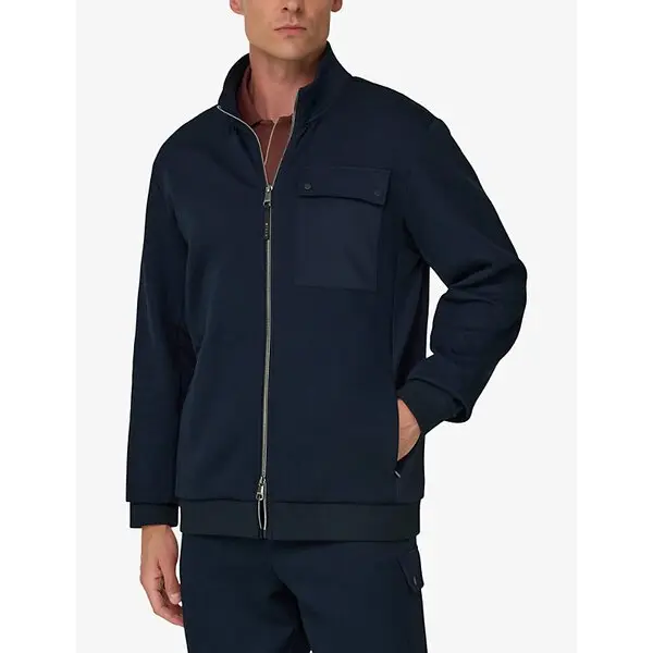 Boggi Milano Patch-pocket Zipped Cotton-blend Sweatshirt