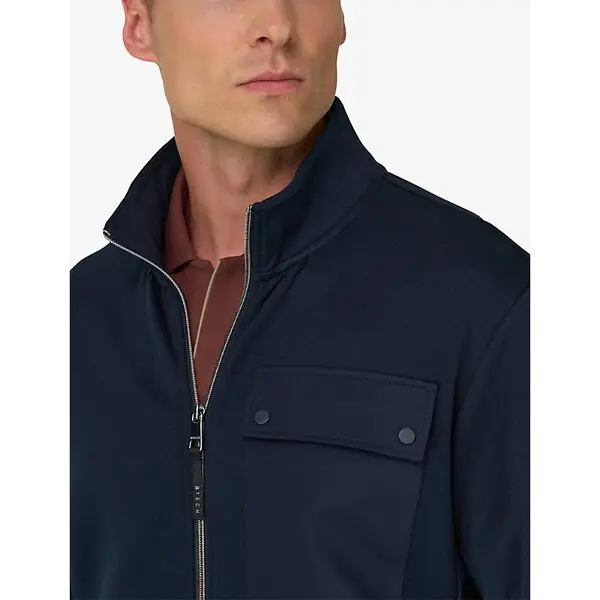 Boggi Milano Patch-pocket Zipped Cotton-blend Sweatshirt