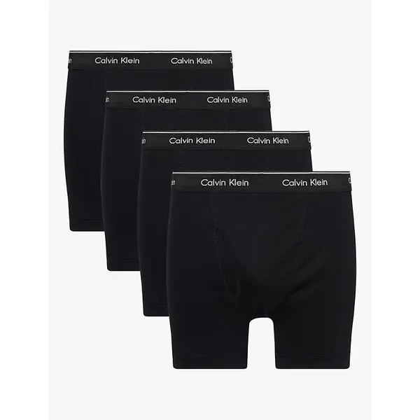 Calvin Klein Logo-waistband Pack Of Three Cotton Boxer Briefs - Black