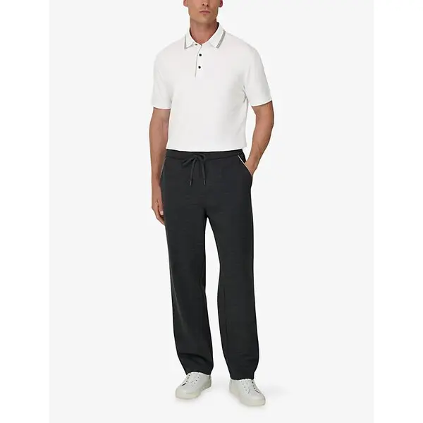 Boggi Milano Jacquard-collar Stretch Cotton-blend Polo