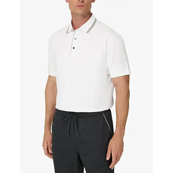 Boggi Milano Jacquard-collar Stretch Cotton-blend Polo