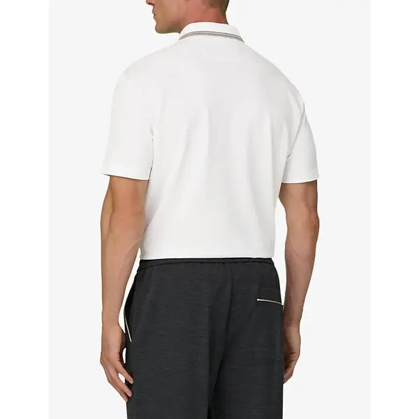 Boggi Milano Jacquard-collar Stretch Cotton-blend Polo