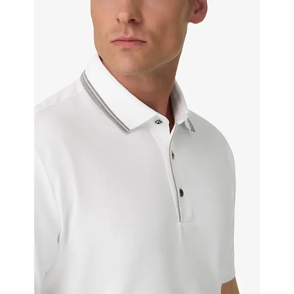Boggi Milano Jacquard-collar Stretch Cotton-blend Polo