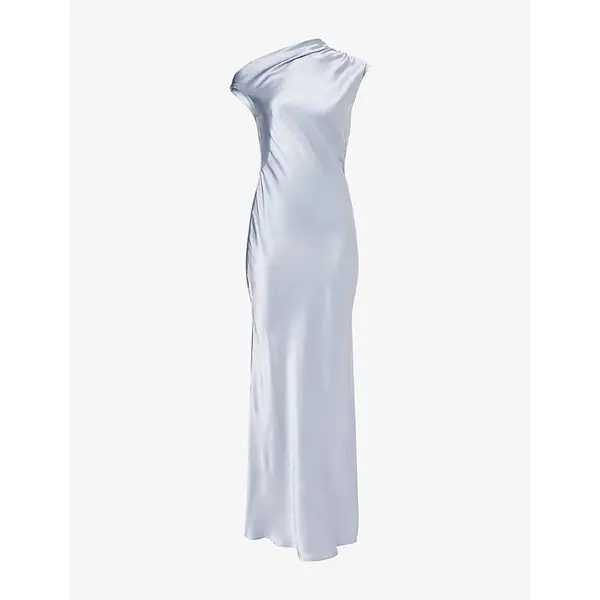 REFORMATION Razele Off-shoulder Silk Maxi Dress - Cloud Blue