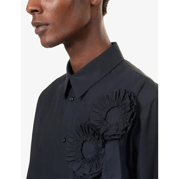 Simone Rocha Ruffle Rosette Cotton Shirt