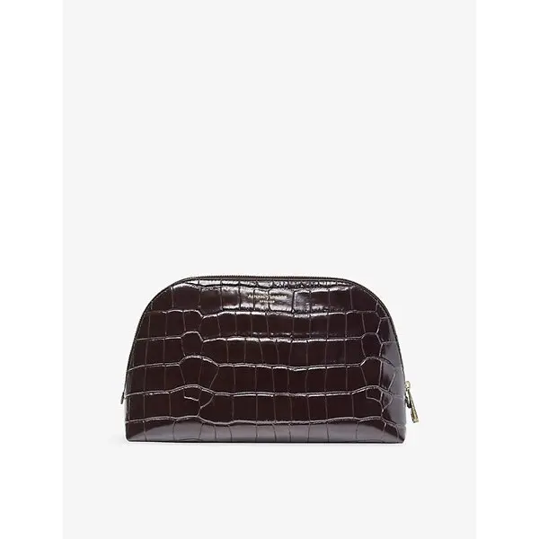 ASPINAL OF LONDON Classic Large Leather Cosmetic Case - Amazonbrown