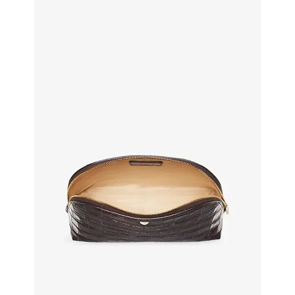 ASPINAL OF LONDON Classic Large Leather Cosmetic Case - Amazonbrown