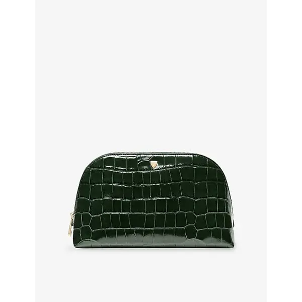ASPINAL OF LONDON Classic Large Leather Cosmetic Case - Evergreen