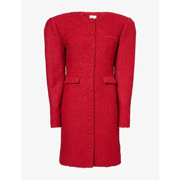 Magda Butrym Padded-shoulder Bouclé Mini Dress