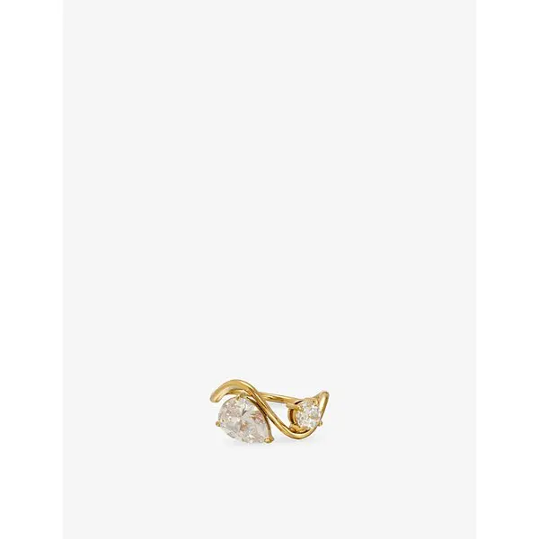 INDIGO LUNE Oraya 18ct Plated Stainless-steel And Cubic-zirconia Ring - Gold
