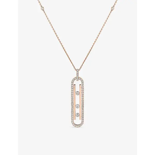 Messika Move 10th Small 18ct Gold And Diamond Necklace - Pink