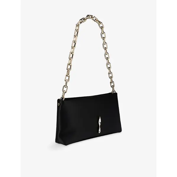 CHRISTIAN LOUBOUTIN Maykimay Chain Pouch Satin Clutch Bag - Black