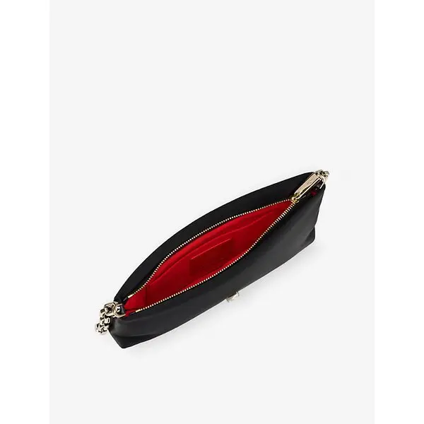 CHRISTIAN LOUBOUTIN Maykimay Chain Pouch Satin Clutch Bag - Black