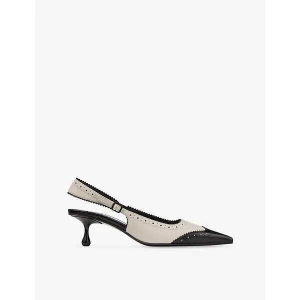 JIMMY CHOO Amel 50 Leather Slingback Heels With Perforated Detailing
