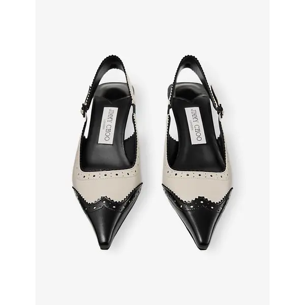 JIMMY CHOO Amel 50 Leather Slingback Heels With Perforated Detailing