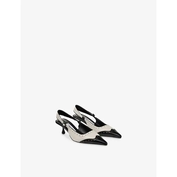 JIMMY CHOO Amel 50 Leather Slingback Heels With Perforated Detailing