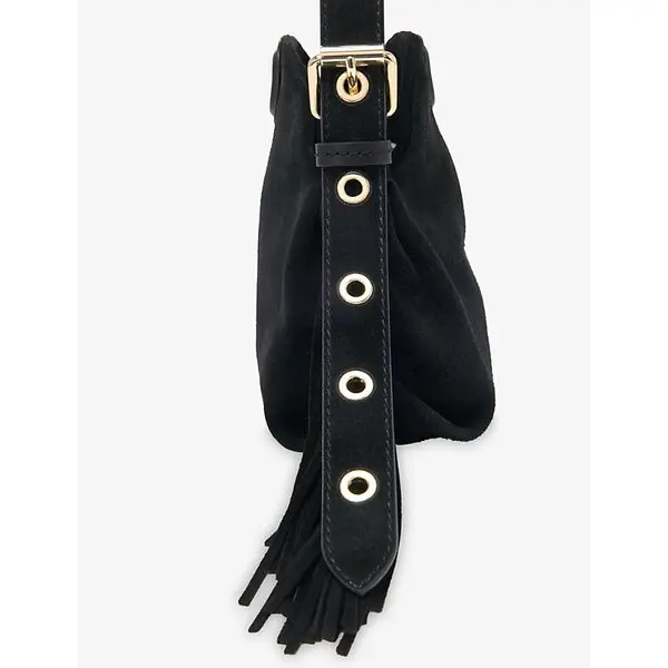 Maje Miss M Mini Suede Shoulder Bag - Black