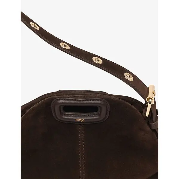 Maje Miss M Mini Suede Shoulder Bag - Dark Brown