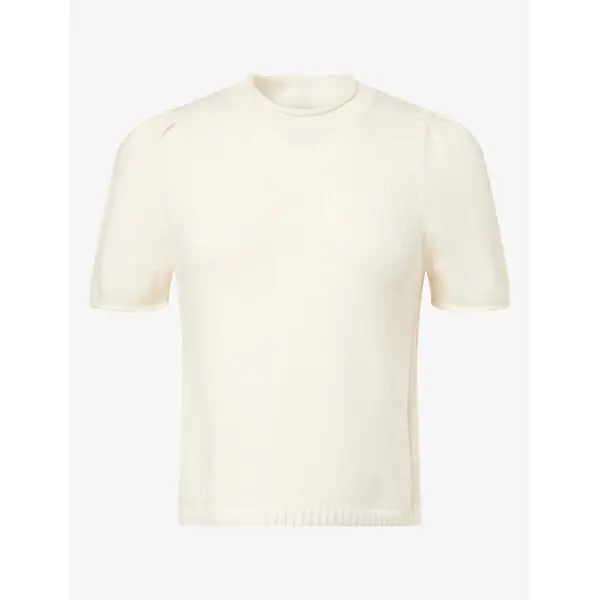 ME+EM Puff Sleeve Cashmere And Wool Blend Top