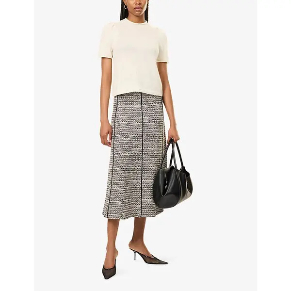 ME+EM Puff Sleeve Cashmere And Wool Blend Top