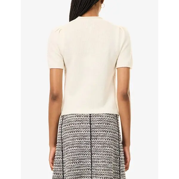 ME+EM Puff Sleeve Cashmere And Wool Blend Top