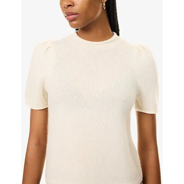 ME+EM Puff Sleeve Cashmere And Wool Blend Top