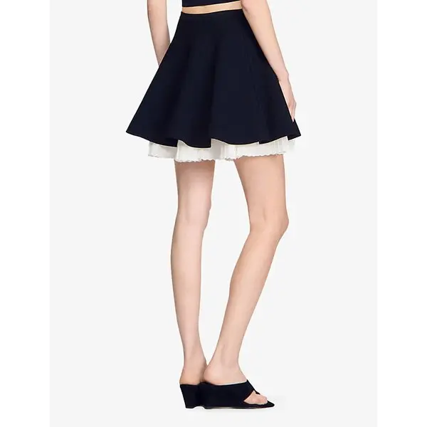 Sandro Flared Elasticated-waist Knitted Mini Skirt