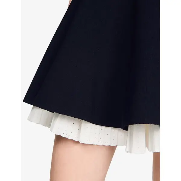 Sandro Flared Elasticated-waist Knitted Mini Skirt