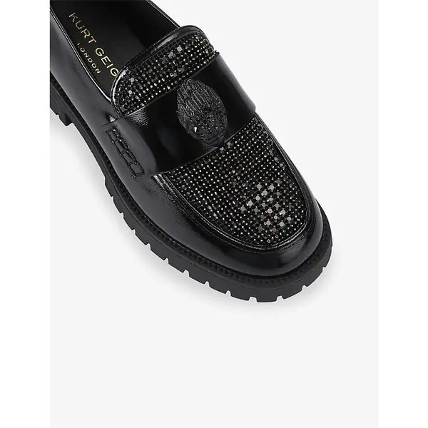 Kurt Geiger Eagle Crystal Patent Leather Loafers