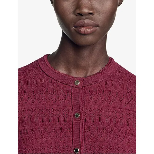 Sandro Cropped Pointelle-knit Cardigan
