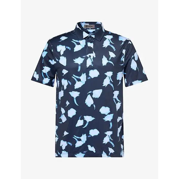 G/fore Blurred Floral Print Woven Polo T-shirt Xxl
