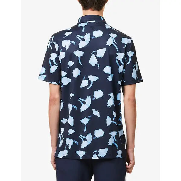 G/fore Blurred Floral Print Woven Polo T-shirt Xxl