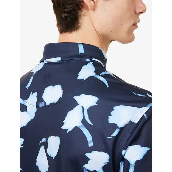 G/fore Blurred Floral Print Woven Polo T-shirt Xxl