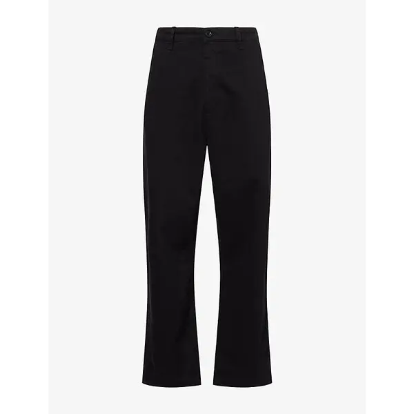 FRAME Relaxed-fit Cotton-canvas Chino Trousers - Black