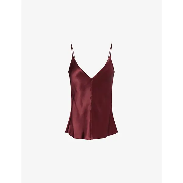 Gabriela Hearst Maria V-neck Silk Tank Top - Bordeaux