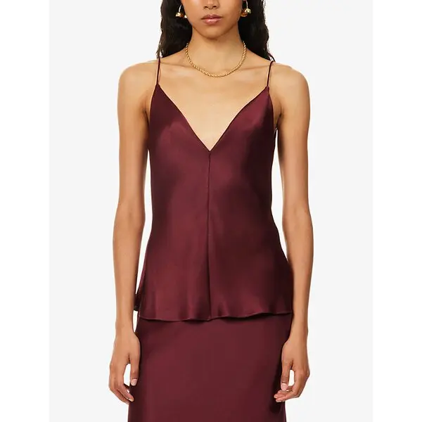 Gabriela Hearst V-neck Silk Tank Top - Bordeaux