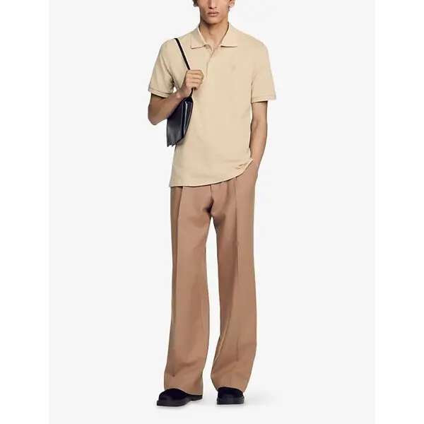 Sandro Branded Short-sleeved Cotton-piqué Polo Shirt
