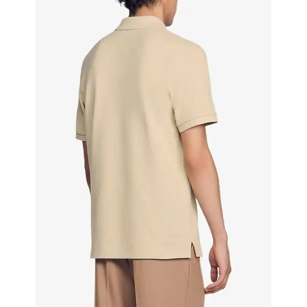 Sandro Branded Short-sleeved Cotton-piqué Polo Shirt