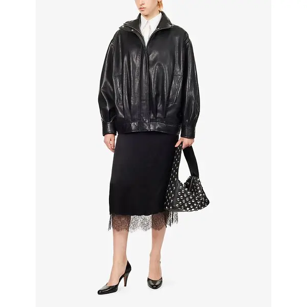 ARMA Paula Funnel-neck Leather Jacket