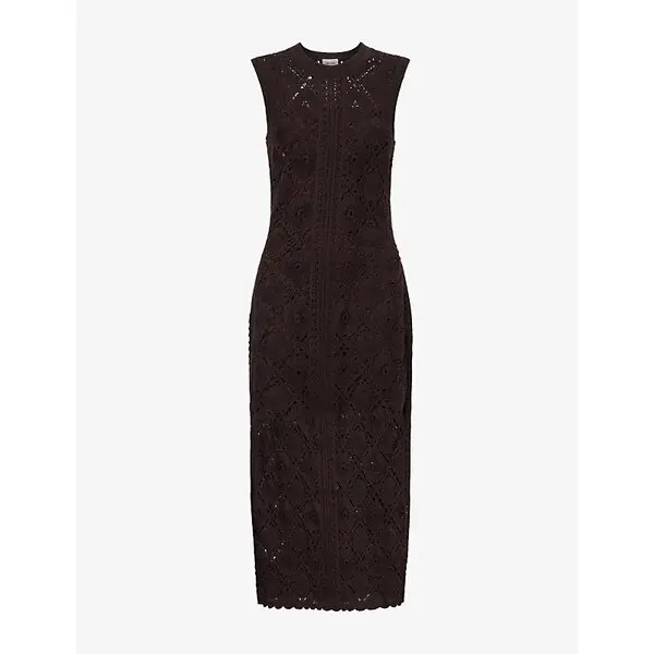 ME+EM Open-knit Crochet Cotton Midi Dress