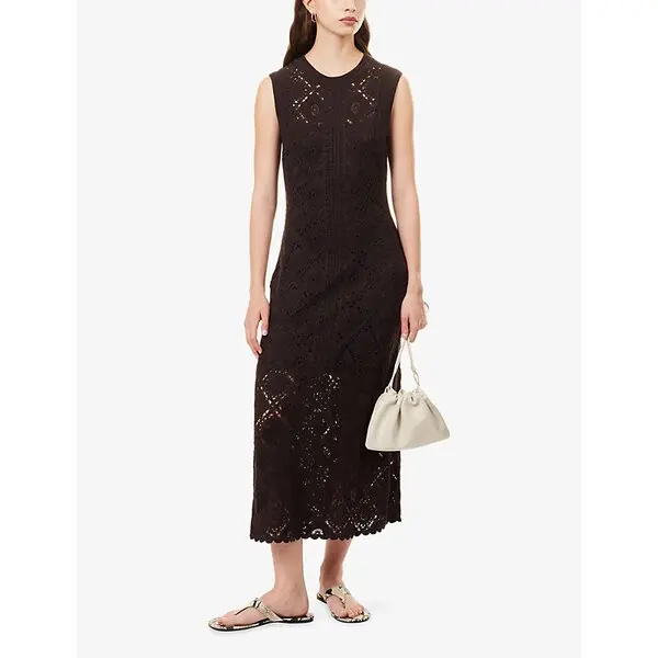 ME+EM Open-knit Crochet Cotton Midi Dress