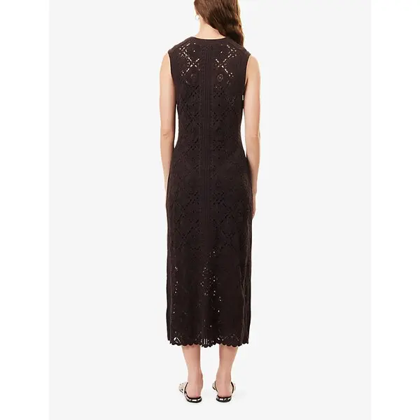 ME+EM Open-knit Crochet Cotton Midi Dress