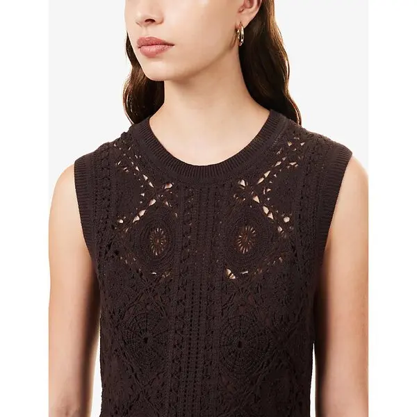 ME+EM Open-knit Crochet Cotton Midi Dress